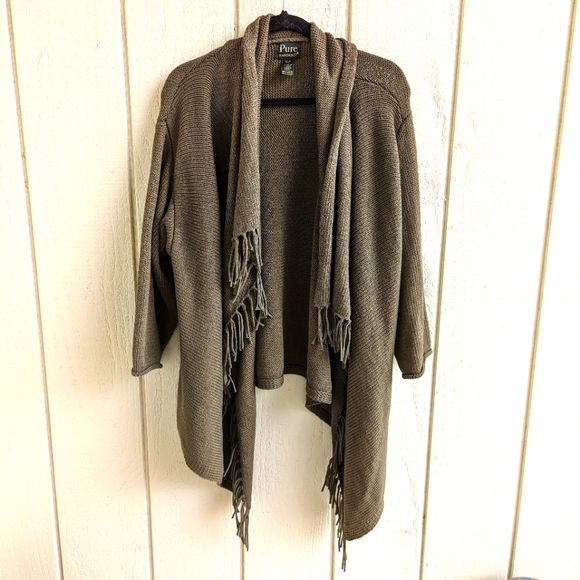 Pure Collection | Sweaters | Pure Handknit Cardigan With Fringe | Poshmark